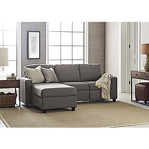 Serta Palisades Reclining Sectional Sofa with Left Storage Chaise, Small Couch with Built-In Storage, Low-Maintenance & Family-Friendly Fabric, Gray