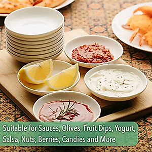 Brew To A Tea BTaT- Porcelain Dipping Bowls, 3 oz, Set of 12, Small Bowls, Soy Sauce Dish, Dip Bowls, Sauce Bowls, Mini Bowls, Condiment Bowls, Small Bowls for Dipping