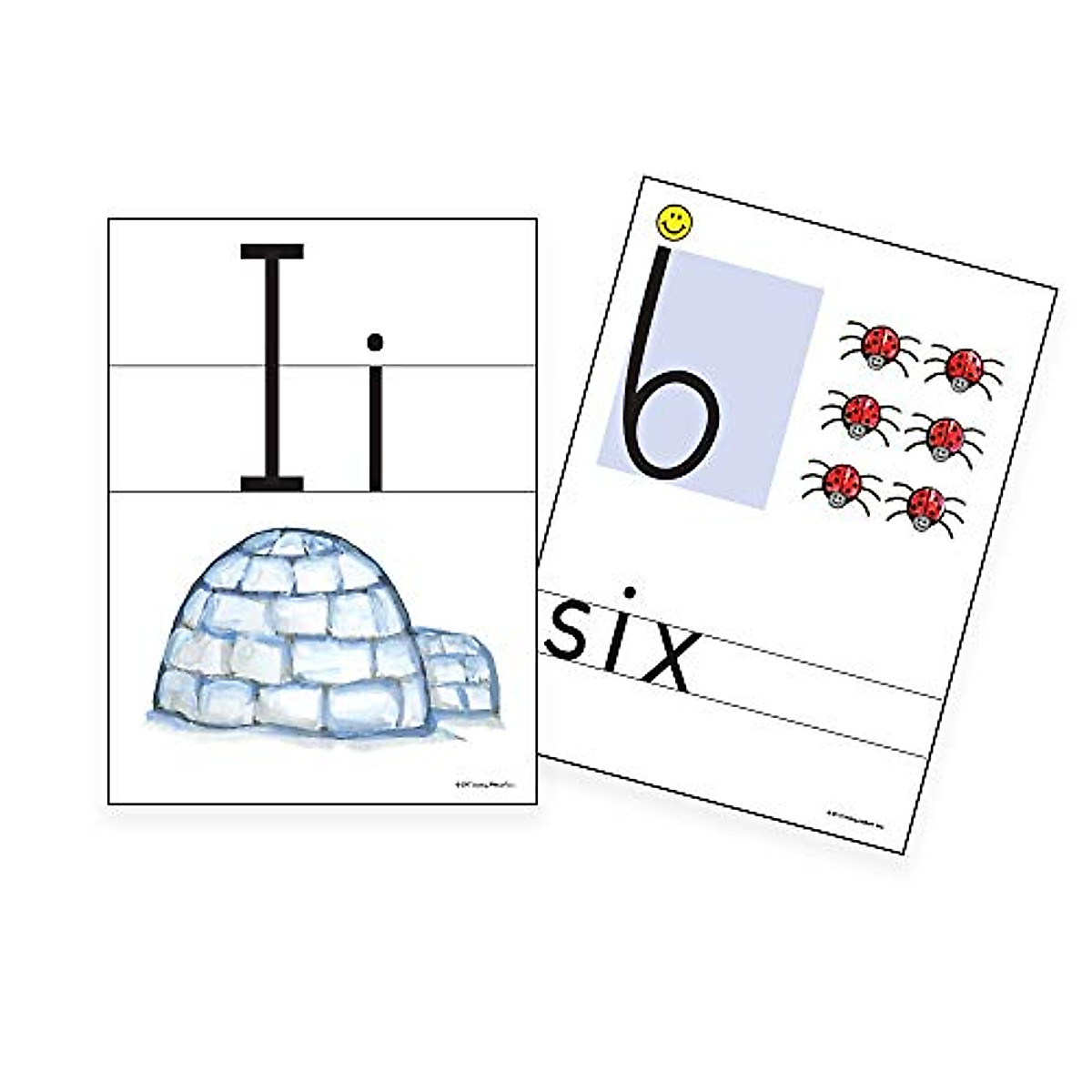 Learning Without Tears Color Print & Number Wall Cards- Handwriting Without Tears®- K–2, Alphabet Letter and Number Model, Double Lines- for School and Home Use