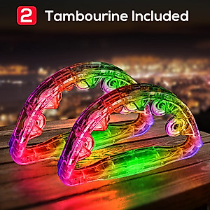 LED Tambourine, Light up Musical Flashing Tambourine (2 PCS)