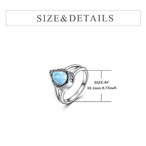 POPLYKE Urn Ring for Ashes Sterling Silver Larimar Filigree Cremation jewelry Rings For Ashes Of Loved Ones Memorial Keepsake (Larimar 8)