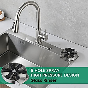 HAMOLER Bottle Washer for Sink Brushed Nickel Kitchen Sink Glass Rinser Baby Cup Rinser Faucet Glass Cup Sprayer Stainless Steel Bottle and Cup Rinser For Sink
