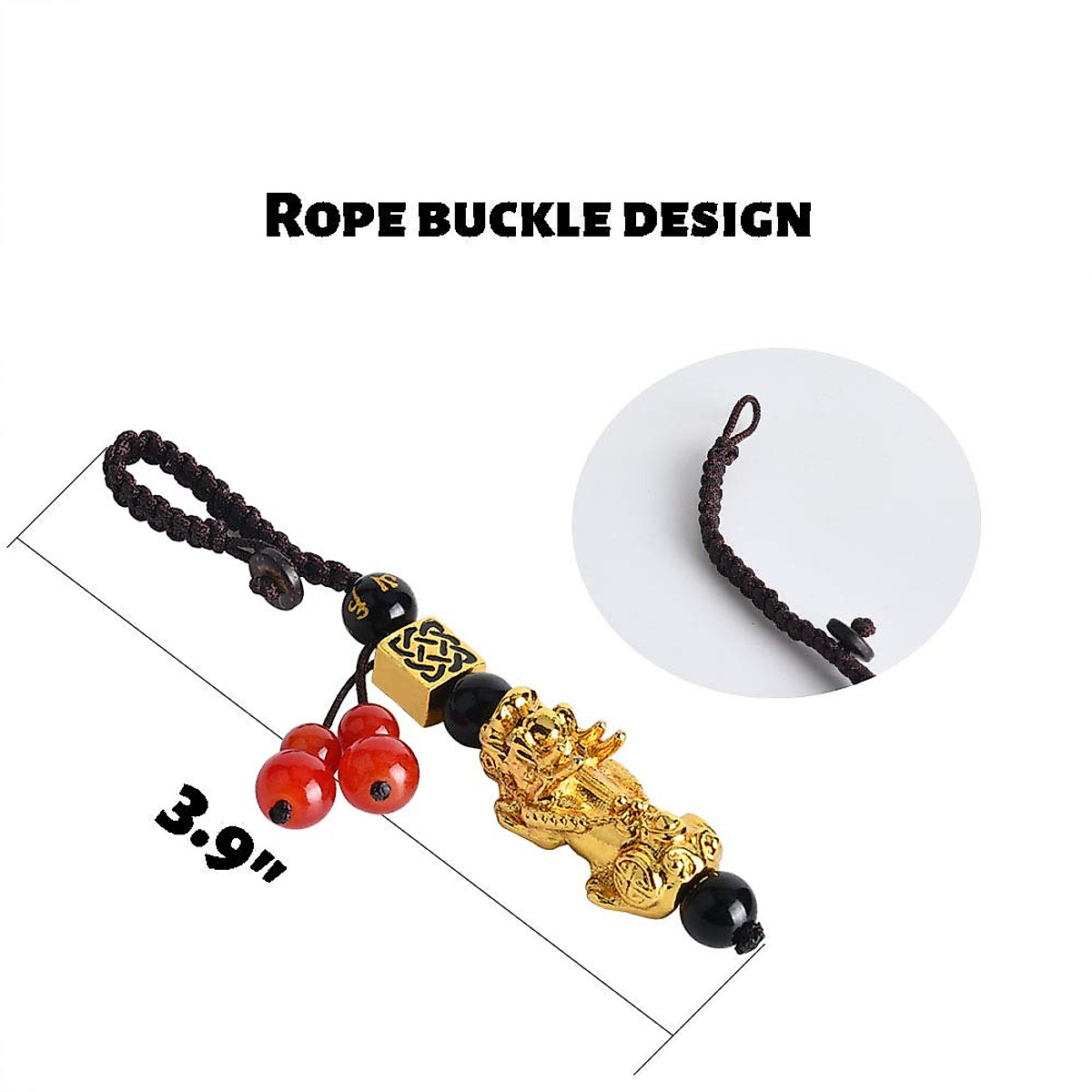 BEAUTEVER Feng Shui Fortune Blessing Wealth Bracelet Pixiu Pi Yao Black Beads Obsidian Pendant Keychain for Father Husband