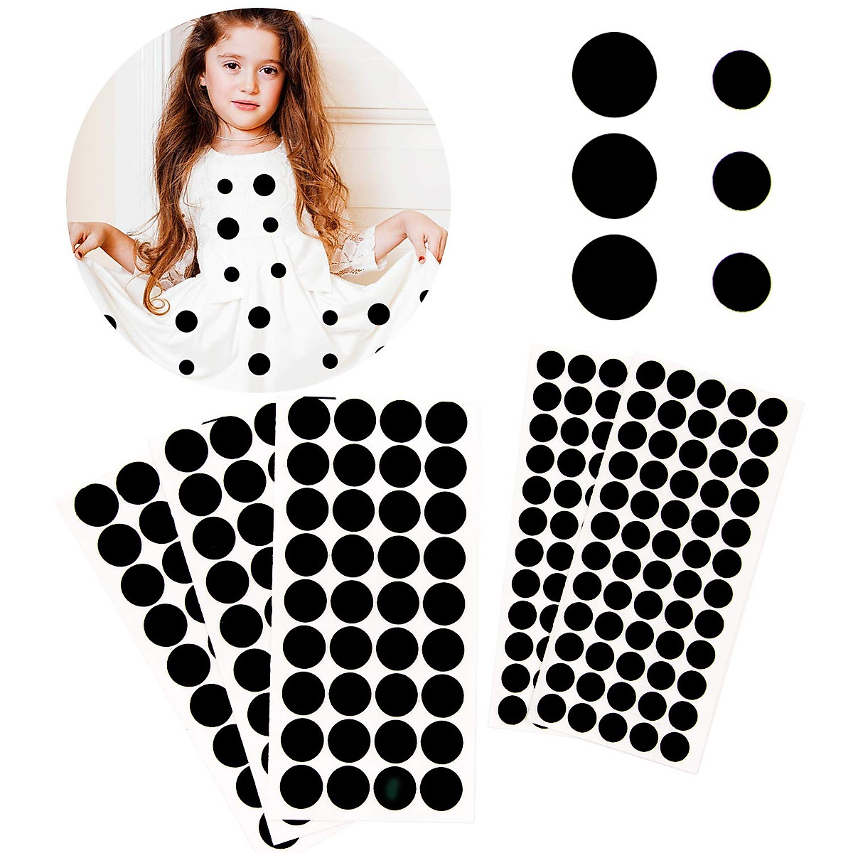 Iceyyyy 200+ Pieces Black Adhesive Felt Circles, Black Self-Adhesive Felt Sticker for Halloween DIY Projects, Professional Craft Finishing (0.5 and 0.75 Inch)