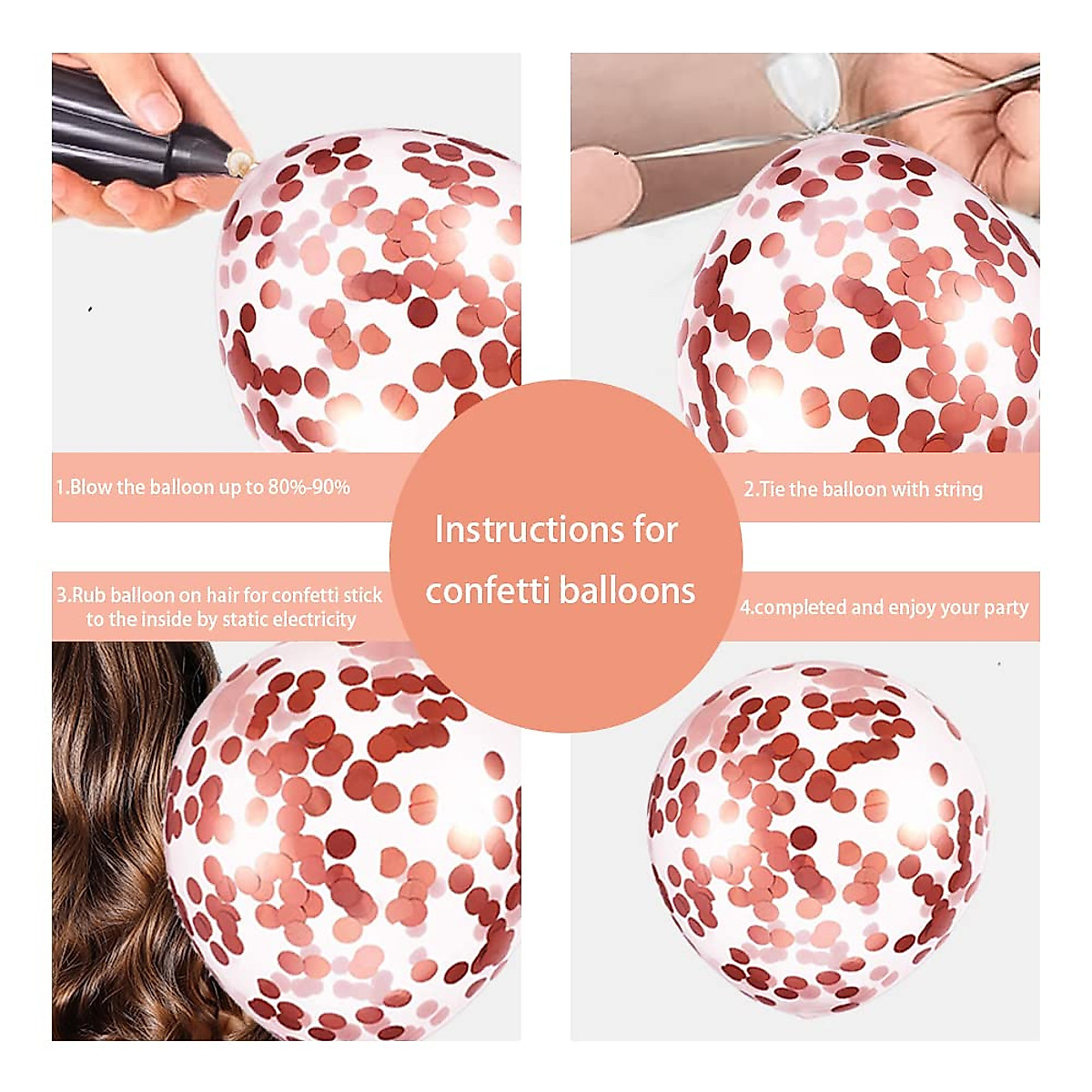 Fancypartyshop 10th Birthday Decorations - Rose Gold Happy Birthday Banner and Sash with Number 10 Balloons Latex Confetti balloons Ideal for Girl 10 years old birthday (10th birthday) Rose Gold