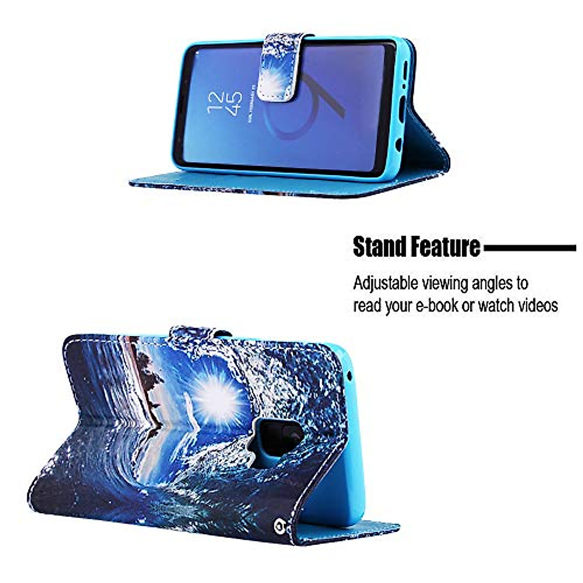 ONV Galaxy S9 Case - Painted Pattern Leather Phone Case for Samsung Galaxy S9 Wallet Case with Card Slots for Samsung Galaxy S9 Flip Cover [Animal] - Sun