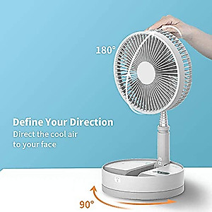 AIHANCH Portable Standing Fan, Foldable 10800mAh Rechargeable Battery Operated Fan, 4 Speeds Height Adjustable Oscillating Floor Fan for Bedroom with Remote Timer Night Light for Home Outdoor Camping