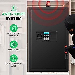 6.0 Cubic Large Home Safes Water and Fireproof, Anti-theft Document Safe Box with Removable Drawer & Shelf, Digital Fire Proof Safe for Home Money Jewelry Valuables