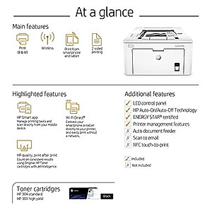 HP LaserJet Pro M203dw Wireless Monochrome Printer with built-in Ethernet & 2-sided printing, works with Alexa (G3Q47A)