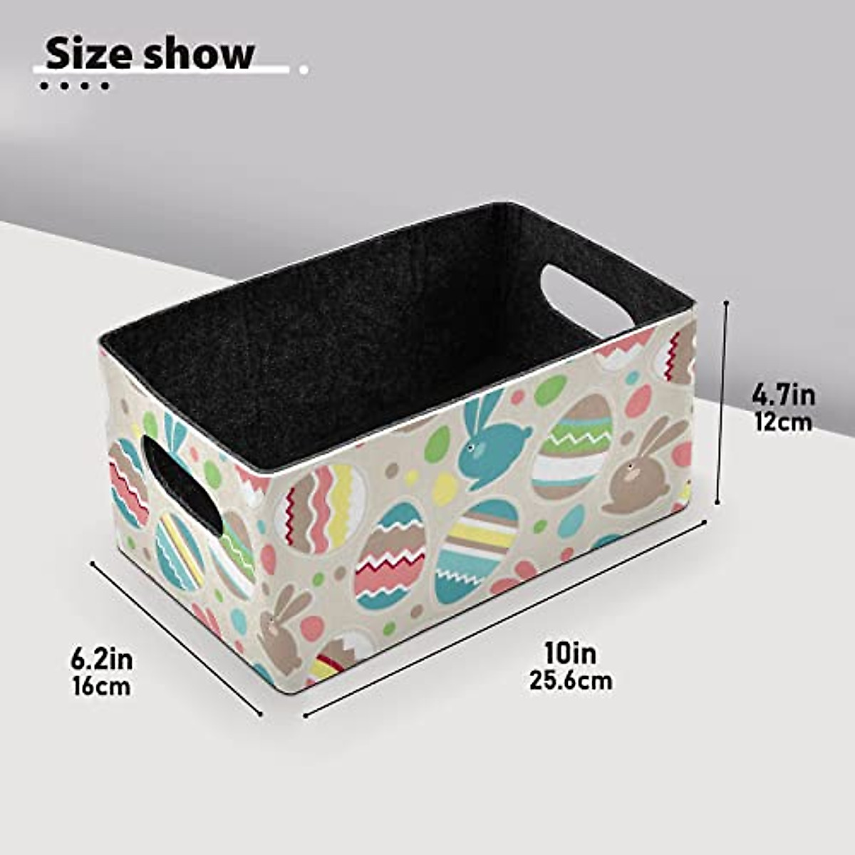 Spring Easter Eggs Rabbits Storage Basket Felt Storage Bin Collapsible Felt Storage Foldable Boxes Containers Organizer for Clothes Towels Magazine