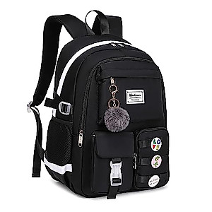 Wadirum Cute Laptop Backpack for Girl Fashion College Bag Women Backpack Purse Black