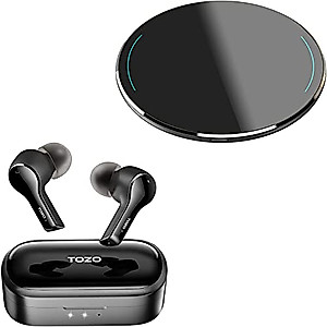 TOZO T9 True Wireless Earbuds ENC 4 Mic Call Noise Cancelling Bluetooth 5.0 Headphones & TOZO W1 Wireless Charger