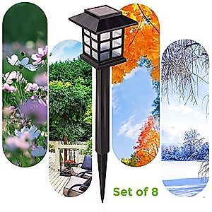 LAUREL CANYON Solar Pathway Lights 8 Pcs, Outdoor Solar Landscape Decorative Lights, Automatic Walkway Lights with LED Light Bulbs for Garden, Path, Yard, Lawn, Square