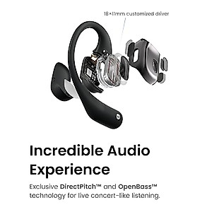 SHOKZ OpenFit - Open-Ear True Wireless Bluetooth Headphones with Microphone, Earbuds with Earhooks, Sweat Resistant, Fast Charging, 28HRS Playtime, Compatible with iPhone & Android
