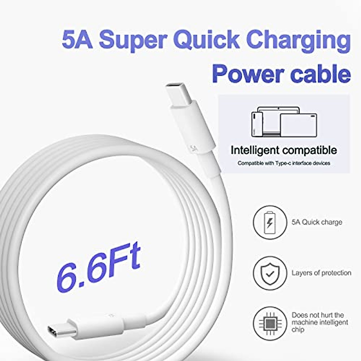 100W USB C Charger for MacBook Pro 16, 15, 14, 13 inch 2021, 2020, 2019, 2018, New MacBook Air, iPad Pro, USB-C, Type C Laptop Power Adapter Supply, 6.6ft 5A USB C to C Charging Cable