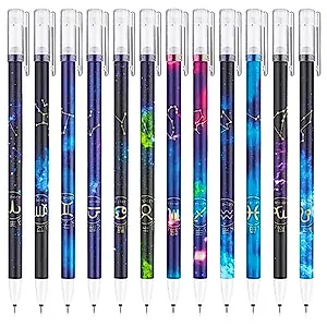 cobee 12PCS Constellation Erasable Gel Pens, 0.5mm Fine Point Gel Ink Pens, Smooth Writing for School Office Home