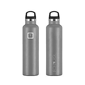 IRON °FLASK Sports Water Bottle - 24 Oz - 3 Lids (Narrow Straw Lid) Leak Proof Vacuum Insulated Stainless Steel - Hot & Cold Double Walled Insulated Thermos, Durable Metal Canteen
