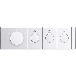 KOHLER 26347-9-CP Anthem Digital Thermostatic Valve Control Panel, Three-Outlet, Recessed Push Buttons, Polished Chrome