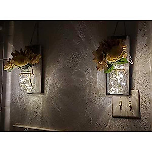 GBtroo Bathroom Mason Jar Wall Art Sconces Handmade fall decor Hanging Design Remote Control LED Fairy Lights Farmhouse Kitchen Decorations Wall Home Decor Living cuadros de pared de sala