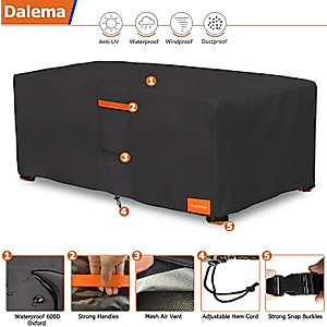 Dalema Rectangular Coffee Table Cover,600D Heavy Duty 100% Waterproof Small Outdoor Table Cover Rectangle,Patio Furniture Covers for Coffee Table,42x24x16 Inch,Black.