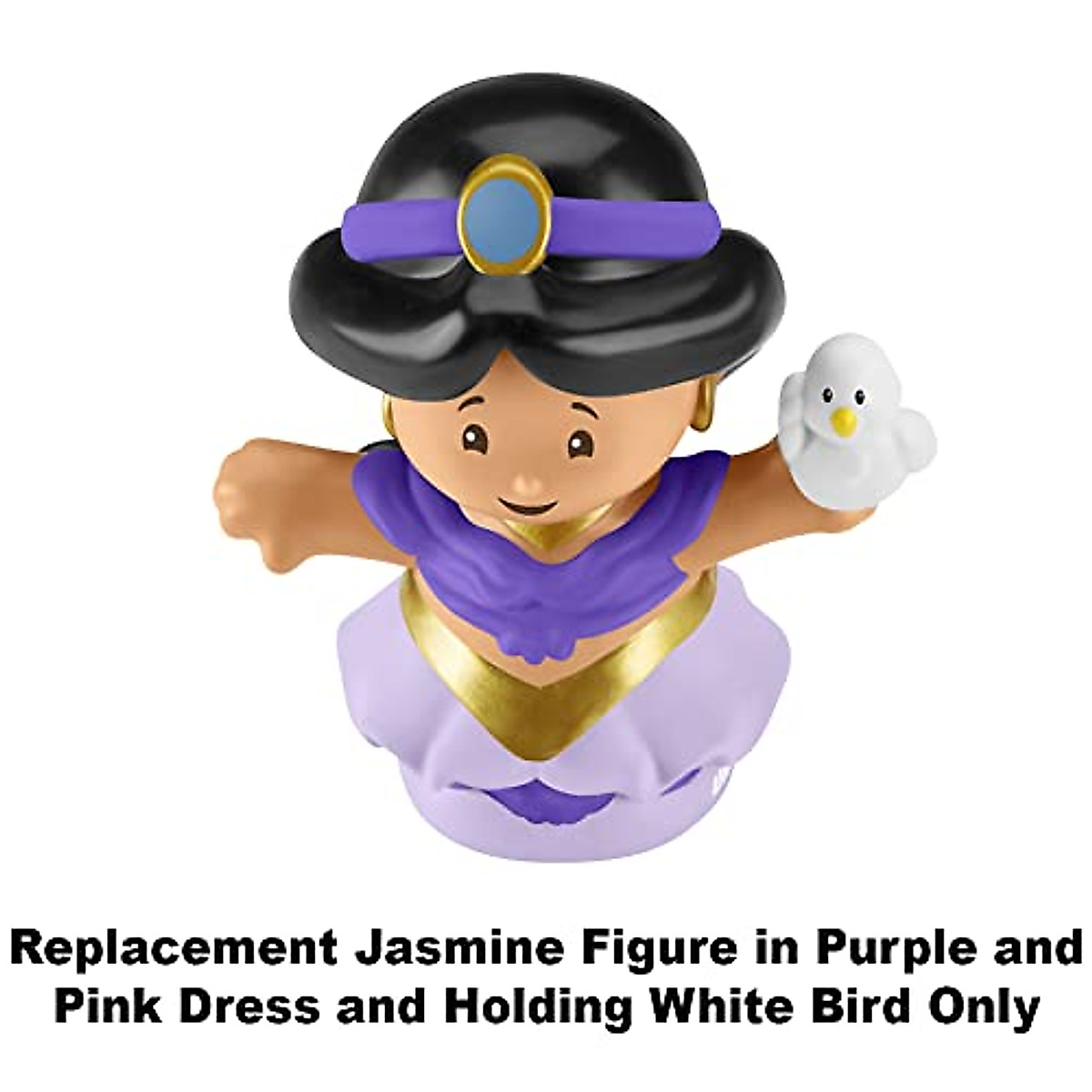 F-Price Replacement Part for Fisher-Price Little People Princess Figure Pack - GKG98 ~ Replacement Jasmine Figure in Purple and Pink Dress and Holding White Bird, Brown, Black, Blue, White