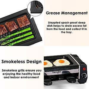 Raclette Grill, Korean BBQ Grill Electric Grill Indoor, 2 in 1 Electric Griddle Nonstick with 2 Raclette Cheese Pans, Smokeless Indoor Grill Temperature Control Ideal for Family and Party Fun