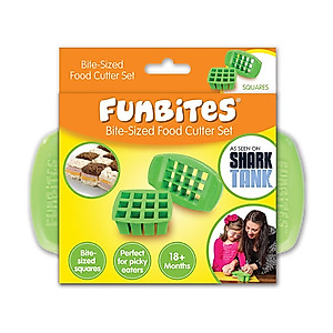 FunBites Food Cutter for Kids, Green Squares