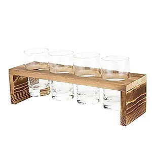 True Beer Flight Set, Tasting Glasses, Wooden Flight Board, Beer Tasting Set, 5oz, Set of 4