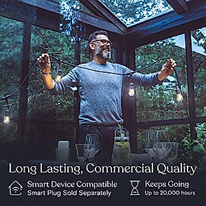 Brightech Ambience Pro - Waterproof LED Outdoor String Lights - 7 Hanging, 2W Dimmable Vintage Edison Bulbs, 24 Ft Commercial Grade Patio Lights Create Cafe Christmas Ambience in Your Backyard