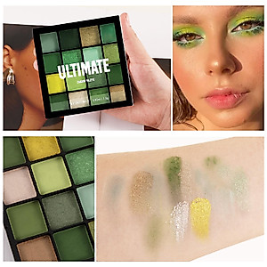 Boobeen Colorful Eyeshadow Palette Makeup-16 Colors, Matte and Glitter Eyeshadow, Bright Eyeshadow palettes, Blendable, Easy to Build Dramatic Glamour Looks (Green)