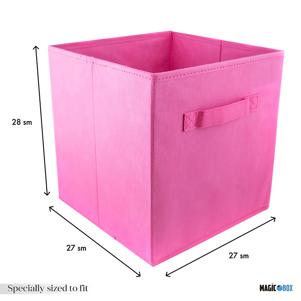 Foldable Storage Bins | Storage Cubes | Storage Bin for Home and Office | Collapsible Storage Bins | Collapsible Fabric Storage Cubes Organizer with Handle | 11 inch cube storage bin (Pink)