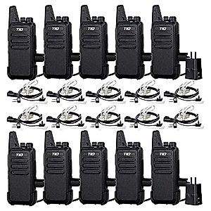TIDRADIO TD-M8 2 Way Radio Walkie Talkies Rechargeable VOX License-Free Two Way Radio with Earpiece Walkie Talkies for Adults School Church Restaurant Business Office (10 Pack)