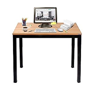 Need Small Computer Desk for Home&Office- 31.5'' Length Small Writing Desk Gaming Desk Students Laptop Use, Teak Color Desktop & Black Frame AC3BB(8060)