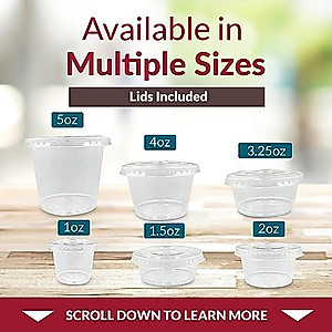 Reli. 3.25 oz Small Containers with Lids (250 Sets) | Jello Shot Cups with Lids | Clear Plastic Condiment Containers with Lids | 3 oz Portion Cups with Lids | 3 oz Sauce Cups with lids | Souffle Cups