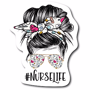 Nurse Life Sticker Nurselife Stickers #Nurselife Vinyl Decal Bumper Sticker Stethoscope Accessories Medical Decals Doctor Scrub Phlebotomist EMS Healthcare Sticker Inspirational Dispatcher CS369-2PK