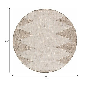 BoutiqueRugs Djugun Moroccan Geometric Area Rug - Outdoor Safe - Performance Rug for Porch, Patio, Entryway - High Traffic Rug - Beige, Cream, Tan, Brown - 2' x 2'11" (2x3 Small Area Rug)