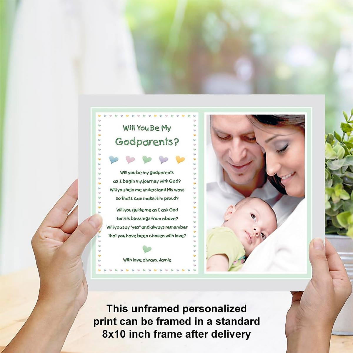 Poetry Gifts Will You Be My Godparents, Godmother or Godfather, Custom 8x10 Inch Print Personalized with Photo and Name of Godchild