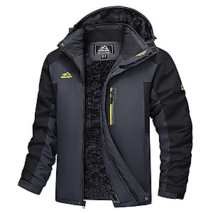 MAGCOMSEN Men Winter Jackets for Men Ski Jacket for Men Waterproof Jacket for Men Winter Coats for Men Rain Jacket Winter Parka Jacket Grey Black