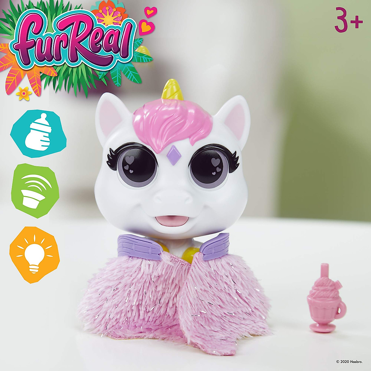 FurReal Airina The Unicorn Color-Change Interactive Feeding Toy, Lights and Sounds, Ages 4 and up