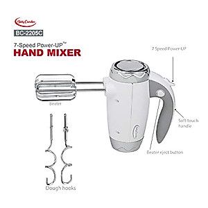 Betty Crocker 7-Speed Power Up Hand Mixer, White, BC-2205C