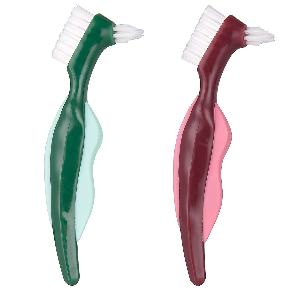 Alsunny Stiffness, Hard Denture Brush Toothbrush with Premium Carrying Case for Denture Care,Denture Double Sided Brush Cleaning False Teeth(2 Pack)