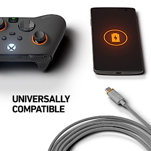 SCUF Braided USB-C Cable - Light Gray 6 feet / 2 Meters USB Type C Connection and Charging for Xbox Controllers, PS5 Controllers, and Smart Phones - Xbox Series X;
