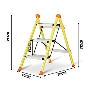 PENGJIE Folding Ladder Step Stool Ladder 3 Step Folding Aluminum Stool Heavy Duty Steel Portable Anti Slip Mat Tread Compact 120 Kg Capacity