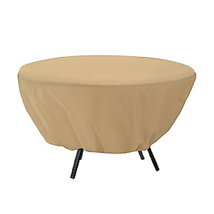 Classic Accessories Terrazzo Water-Resistant 50 Inch Round Patio Table Cover, Outdoor Table Cover, Sand