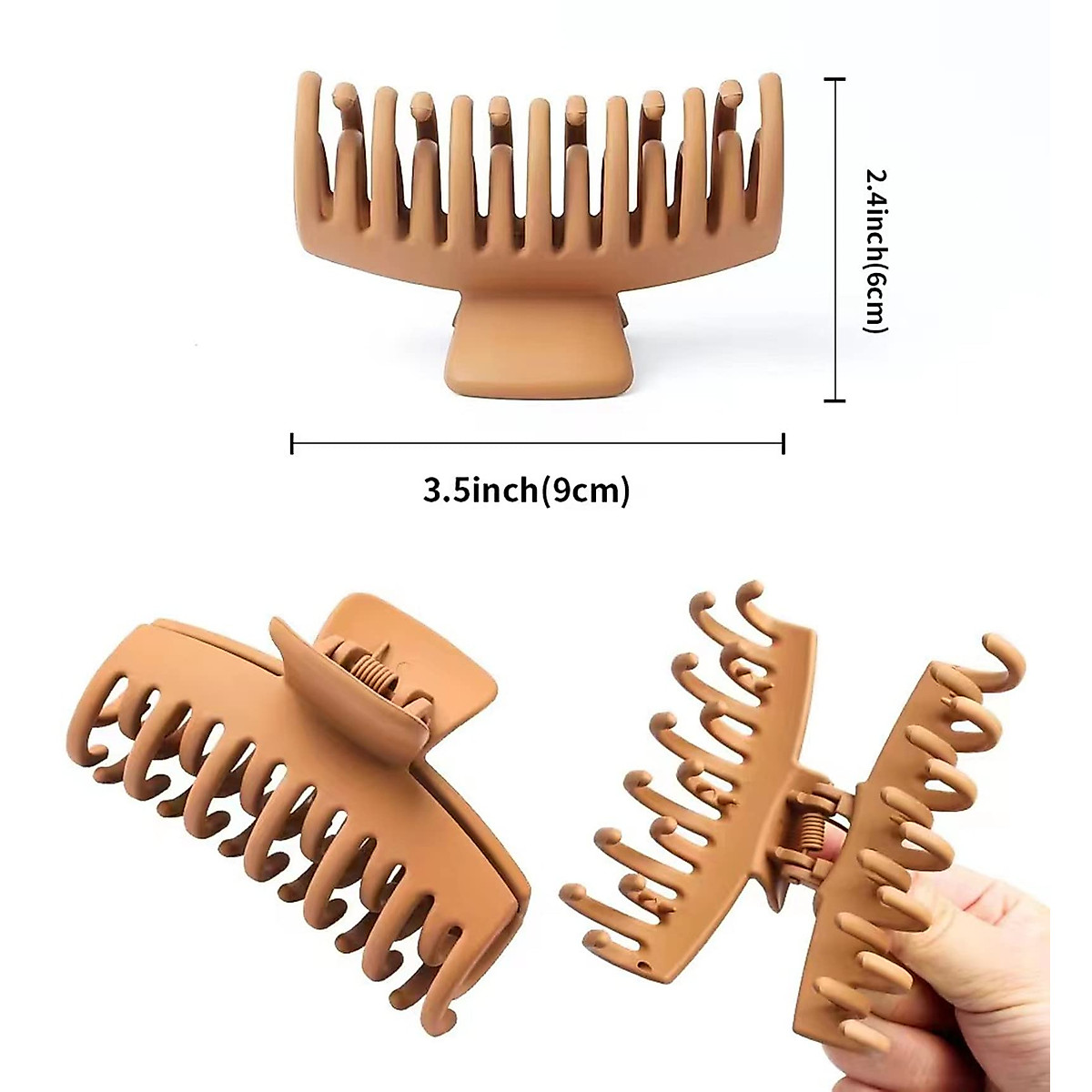 Vsiopy 6 Pack Medium Large Claw Clips for Thin or Thick Hair, Double Row Hair Clips for Women, Strong Hold Matte Hair Claw Clips, 3.5 Inch