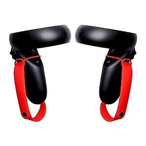 MODJUEGO VR Adjustable Handle Grip Cover, Soft Silicone Touch Controller Handle Fixing Strap for Oculus Quest/Rift S VR Controller Accessories (Red)