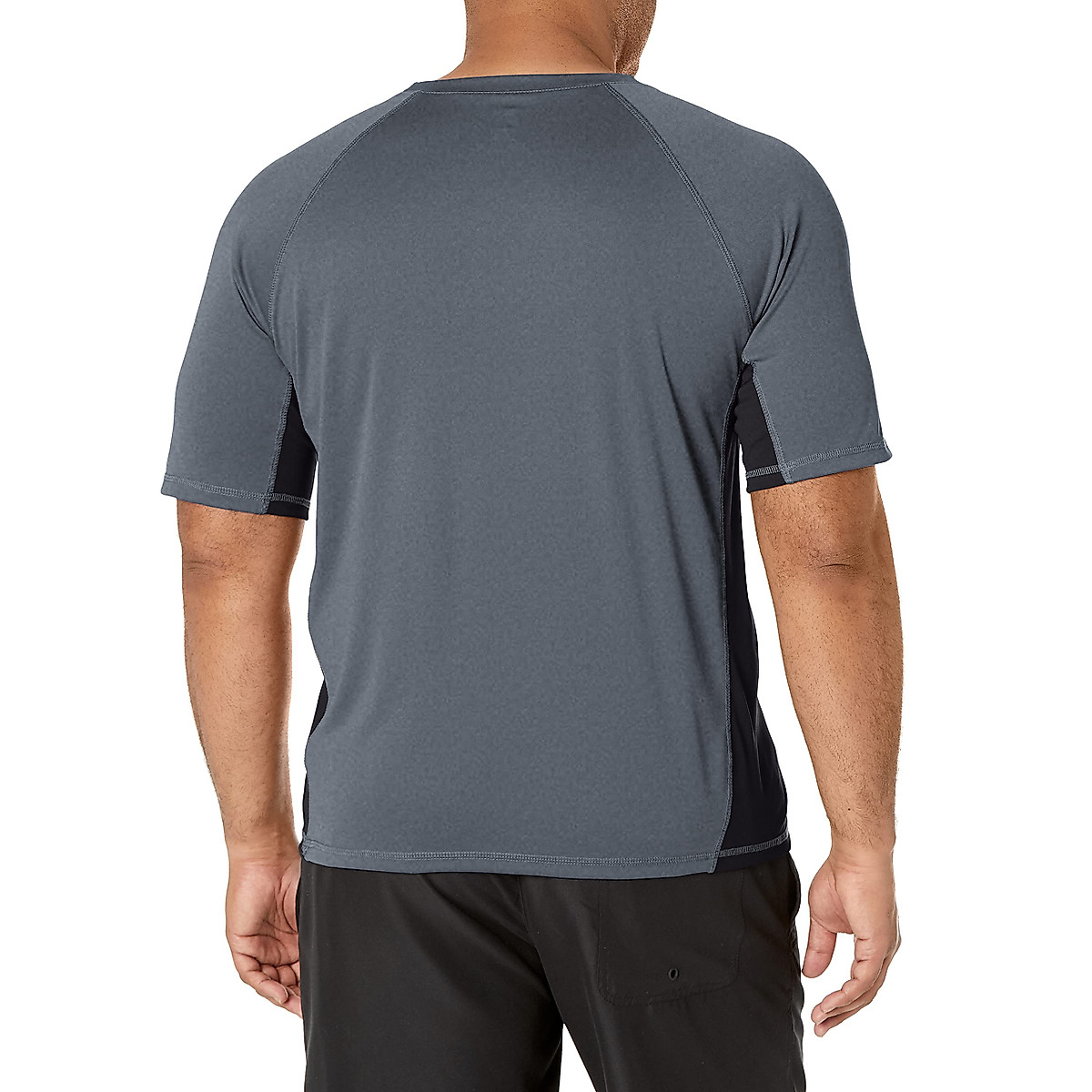 Kanu Surf Men's Standard Short Sleeve UPF 50 Swim Rash Guard Sun Shirt (Regular & Extended Sizes), Charcoal/Black, X-Large