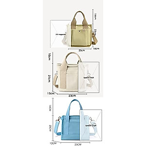 Women Canvas Tote Bag Classic Small Square Crossbody Bag Satchel Shoulder Bag Hobo Bag for Work School Travel