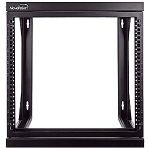 NavePoint 9U Server Rack with Swing Gate - 9U Wall Mount Rack for 19 Inch IT Equipment Open Frame Rack – Network Rack Wall Mount for AV & Server Equipment 18” Deep 9U Rack, Black