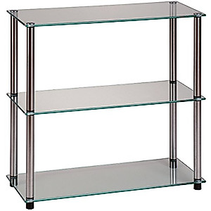 Convenience Concepts Designs2Go Classic Glass 3 Shelf Bookshelf, Glass